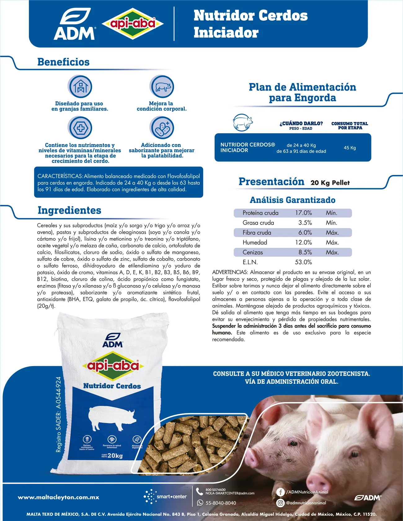 Nutridor cerdos iniciador flavofosfolipol